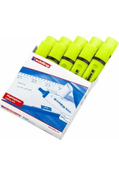 Edding Fosforlu Kalem E-344 Sarı 10 lu