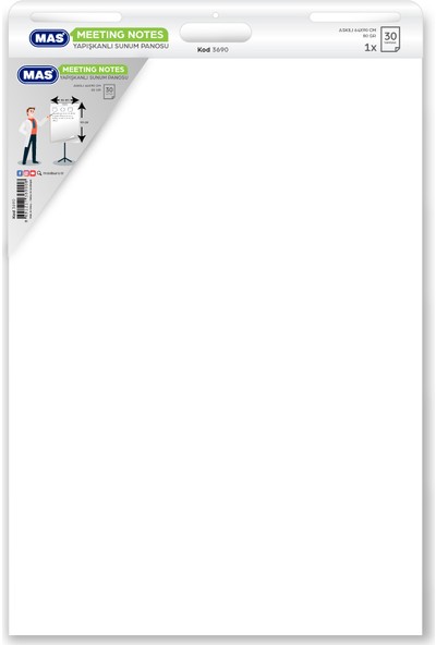 MAS Flipchart Kağıdı Yapışkanlı 30 Yaprak 80 gr 3690 MAS Flipchart Kağıdı Yapışkanlı 30 Yaprak 80 gr 3690
