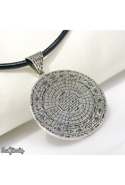 Magümüş Tılsım Vefkli Ayetel Kürsi Dualı Madalyon Gümüş Kolye