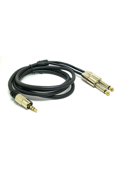 Winkel 3.5 mm Stereo 2 x 6.3 mm Mono Metal Jaklı Kablo 1.5 mt Winkel 3.5 mm Stereo 2 x 6.3 mm Mono Metal Jaklı Kablo 1.5 mt