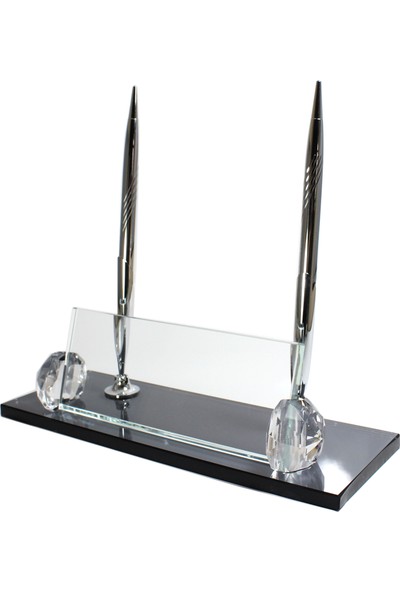 Ikiyıldız Kristal AS142 Baskılı Masaüstü Kristal Kalemlik Isimlik Seti