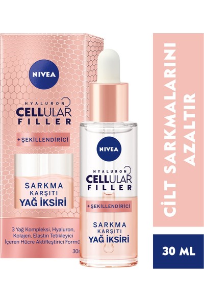 Nivea Hyaluron Cellular Filler Şekillendirici Sarkma Karşıtı, Kırışıklık Karşıtı, Yaşlanma Karşıtı Yağ Iksiri 30 ml