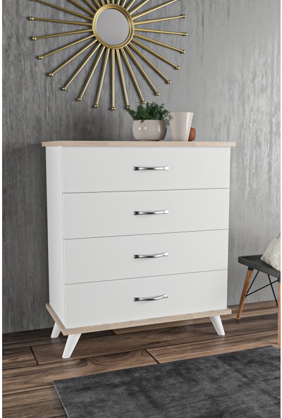 Aeka Artemis Beyaz 4 Çekmeceli Şifonyer