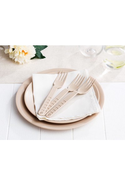 Madame Coco Darel 10'lu Çatal Seti - Soft Bej