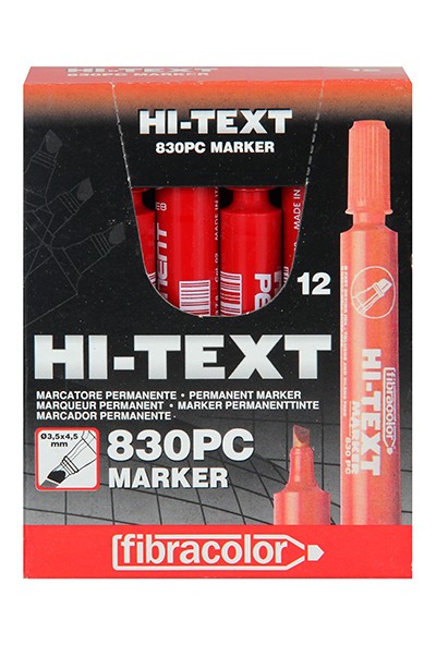 Hı-Text Permanent M. Kesik Uçlu Kırmızı 830Pc 12'li