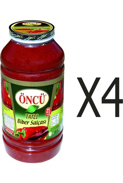 Öncü Tatlı Biber Salçası Cam Pet Kavanoz 4300 gr 4'lü Öncü Tatlı Biber Salçası Cam Pet Kavanoz 4300 gr 4'lü