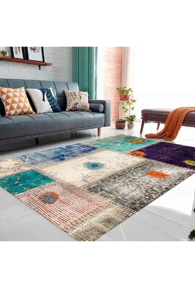 Homefesto Dekoratif Özel Tasarım Kaymaz Taban Yıkanabilir Halı 80 x 50 cm