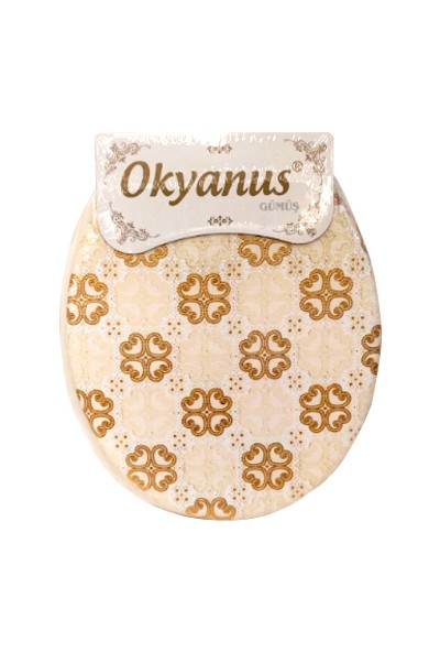 Harlem Altın Kaplama Desenli Klozet Kapağı Yumuşak Süngerli