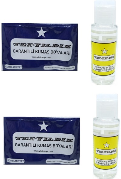 Tek Yıldız Kumaş Boyası ve Sabitleyici Seti 2'li Koyu Lacivert