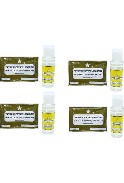 Tek Yıldız Kumaş Boyası ve Sabitleyici Seti 4'lü Haki