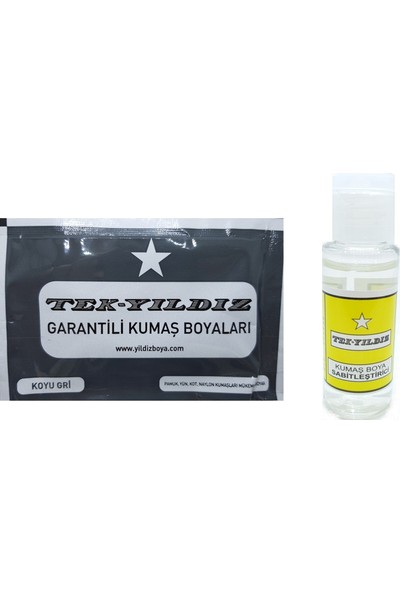 Tek Yıldız Kumaş Boyası ve Sabitleyici Seti Koyu Gri Tek Yıldız Kumaş Boyası ve Sabitleyici Seti Koyu Gri