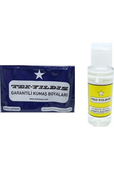 Tek Yıldız Kumaş Boyası ve Sabitleyici Seti Koyu Lacivert