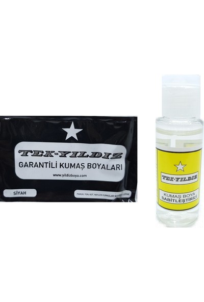 Tek Yıldız Kumaş Boyası ve Sabitleyici Seti Siyah