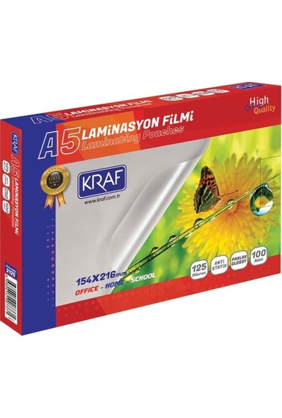 Kraf 2125 Laminasyon Filmi Parlak 125 Micron A5 Kraf 2125 Laminasyon Filmi Parlak 125 Micron A5