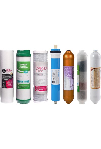 E-Water Su Arıtma Cihazı 7'li Filtre Seti Vontron Membranlı 4'lü Mineral ve Gold Mineral Filtre E-Water Su Arıtma Cihazı 7'li Filtre Seti Vontron Membranlı 4'lü Mineral ve Gold Mineral Filtre