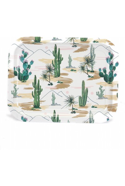 Evle Desenli Metal Tepsi Dikdörtgen 23,3 x 30,7 Cm