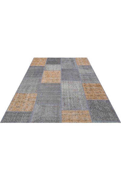 Efes Trend Gri Kahverengi Renkli Patchwork Halı 80 x 150 cm Efes Trend Gri Kahverengi Renkli Patchwork Halı 80 x 150 cm