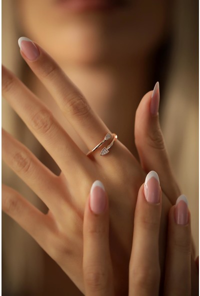 Ok Model Rose Kaplama Gümüş İtalyan Yüzük