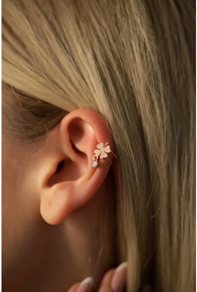 Yonca ve Tektaş Model Rose Gümüş İtalyan Kıkırdak Küpe