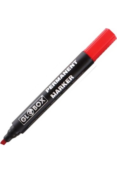 Globox Kesik Uç Permanet Markör Koli Kalemi Kırmızı