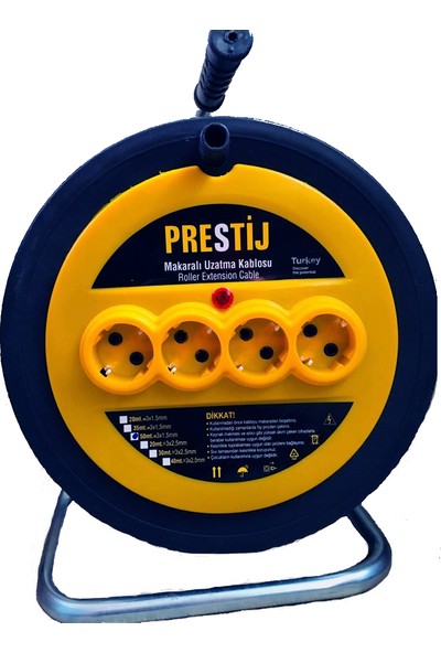 Prestij Seyyar Makaralı Uzatma Kablosu 3 x 2,5 x 30 m Prestij Seyyar Makaralı Uzatma Kablosu 3 x 2,5 x 30 m