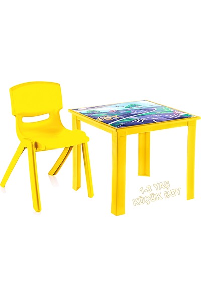 Banadabul Çocuk Masa Sandalye Takımı Sarı Araba 1-3 Yaş
