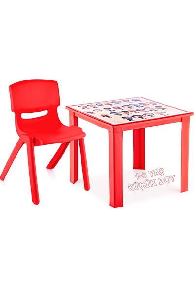 Banadabul Çocuk Masa Sandalye Takımı Kırmızı Alfabe 1-3 Yaş