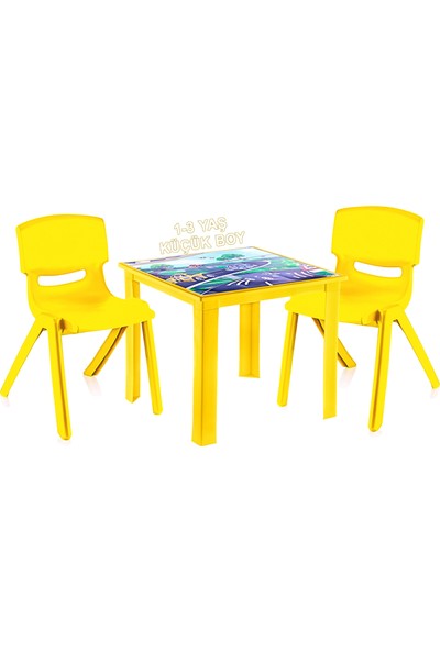 Banadabul Çocuk Masa Sandalye Takımı Sarı Araba 2S 1-3 Yaş