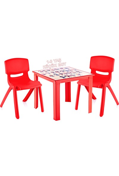 Banadabul Çocuk Masa Sandalye Takımı Kırmızı Alfabe 2S 1-3 Yaş