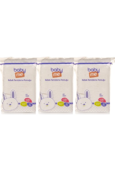 Baby&me Bebek Temizleme Pamuğu 3'lü Paket 60 Adetli Baby&me Bebek Temizleme Pamuğu 3'lü Paket 60 Adetli