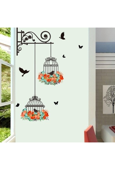 Dez Kuş Kafesi Dekoratif Duvar Stıcker
