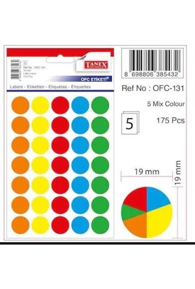 Tanex OFC-131 Mix Color Ofis Etiketi