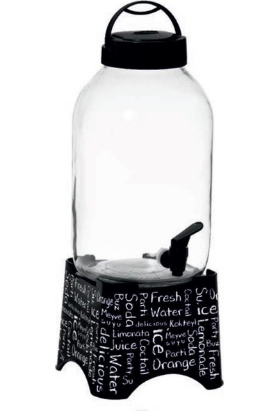 Herevin 5 lt Ayaklı Musluklu Cam Damacana Kavanoz Siyah Desenli Herevin 5 lt Ayaklı Musluklu Cam Damacana Kavanoz Siyah Desenli