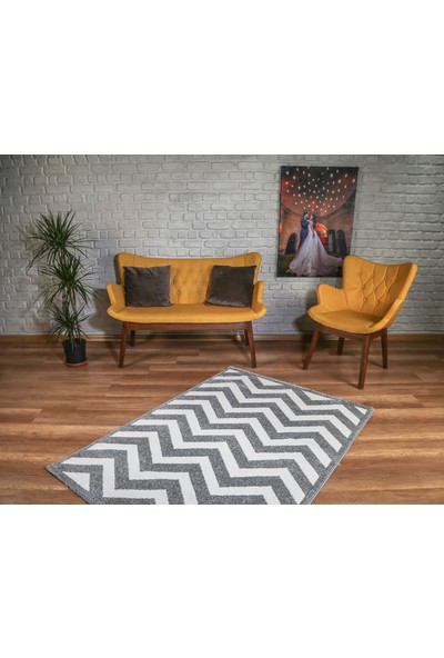 Odeon Halı Gri ZigZag Dalgalı Halı