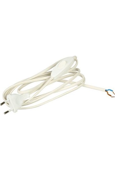 ZMR Arapuarlı Fişli Kablo Beyaz 2 m