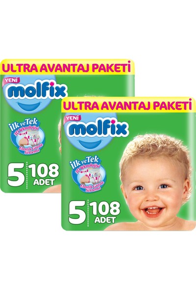 Molfix 5 Beden 216'lı Bebek Bezi Ultra Paket Molfix 5 Beden 216'lı Bebek Bezi Ultra Paket