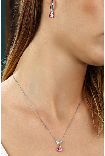 Rachon Azuris 925 Ayar Gümüş Dorika Damla Set