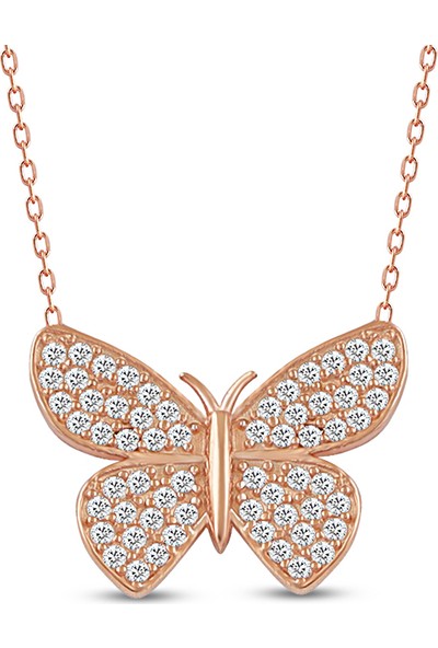 Huarz Rose Kelebek Gümüş Kolye