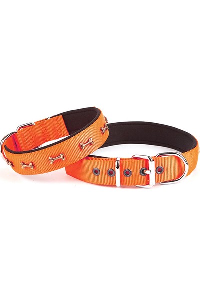 Doggie Konforlu Dokumadan El Yapımı Kemik Süslü Köpek Boyun Tasması