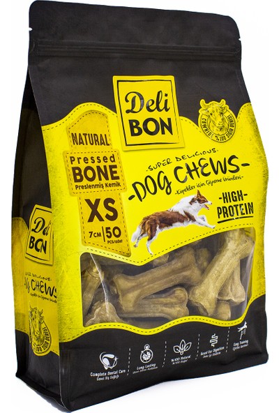 Delibon Pres Kemik 7 cm XS Boy 50'li Torba Naturel Delibon Pres Kemik 7 cm XS Boy 50'li Torba Naturel