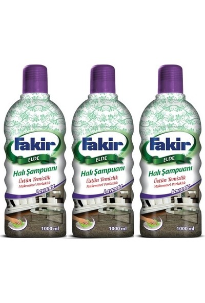 Fakir Halı Şampuanı Elde Yıkama Lavanta 1000 ml 3'lü Fakir Halı Şampuanı Elde Yıkama Lavanta 1000 ml 3'lü
