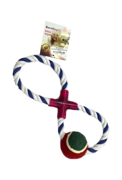 Eurodog Tenis Toplu Diş İpi Mavi & Beyaz Köpek Oyuncağı 28 cm Eurodog Tenis Toplu Diş İpi Mavi & Beyaz Köpek Oyuncağı 28 cm