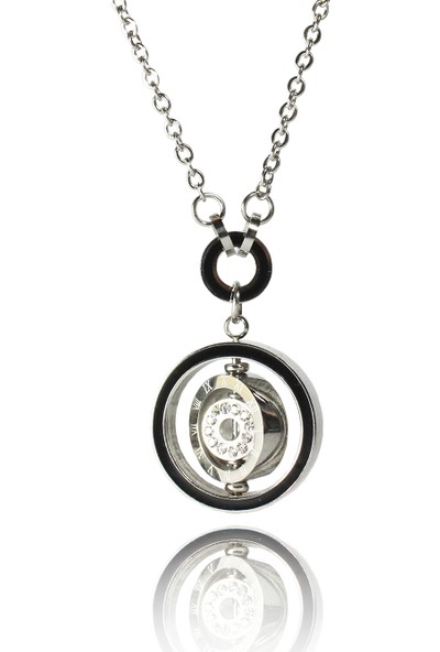 Woodyart Roma Rakamlı Zirkon Taşlı Hareketli Halka Kolye