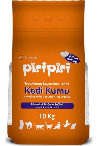 Eczacıbaşı Pisi Pisi Sabunlu Topaklanan Ince Taneli Kedi Kumu 10 kg x 2 Adet Eczacıbaşı Pisi Pisi Sabunlu Topaklanan Ince Taneli Kedi Kumu 10 kg x 2 Adet