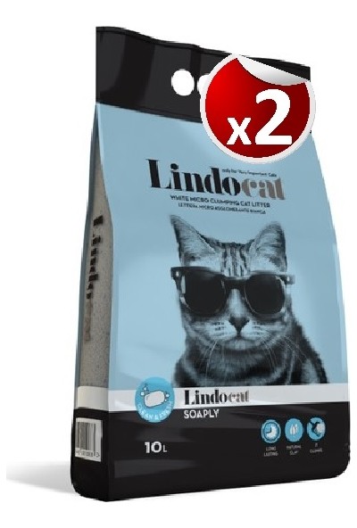 Lindocat Hijyenik Topaklaşan Sabunlu Ince Taneli Kedi Kumu 10 lt x 2 Adet Lindocat Hijyenik Topaklaşan Sabunlu Ince Taneli Kedi Kumu 10 lt x 2 Adet