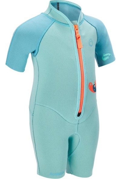 Çocuk Dalış Shorty Isı Yalıtımlı Çocuk 1.5mm Sörf Kıyafeti Turkuaz Meridyendukkan