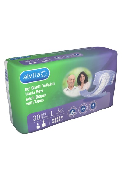 Alvita Large 30'lu Bel Bantlı Hasta Bezi