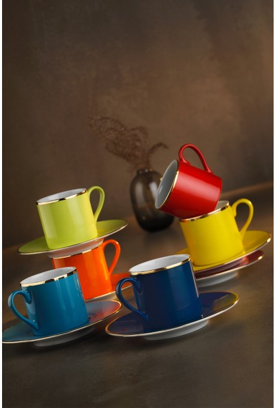 Kütahya Porselen Rüya Renkli Kahve Fincan Takımı