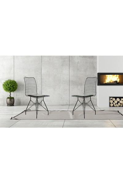 Hepsi Home 2'li Siyah Tel Sandalye