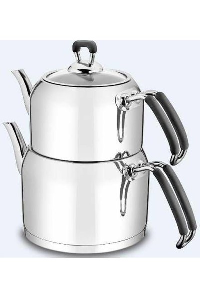 Amboss Saphire SAP-4899 Silikon Saplı Büyük Boy Çelik Çaydanlık Siyah